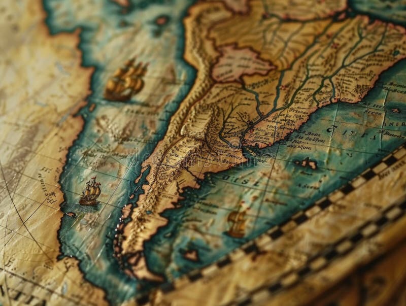 Map on Table Close Up stock photo. Image of exploration - 374624820