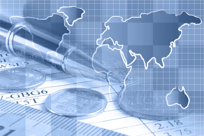 Map, table and coins stock image. Image of graph, data - 159580513