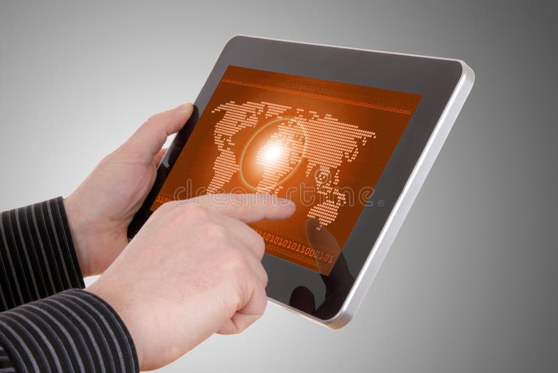 Map on Tablet , on Businessman Hands Stock Photo - Image of interaction ...