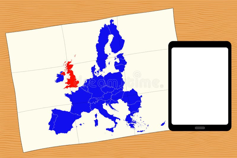 Map and Tablet Computer on a Desk for the Brexit Stock Image - Image of ...