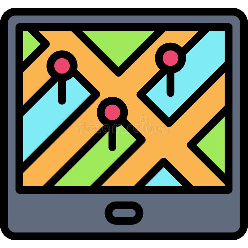 Map on Tablet Icon, Location Map and Navigation Vector Stock Vector ...
