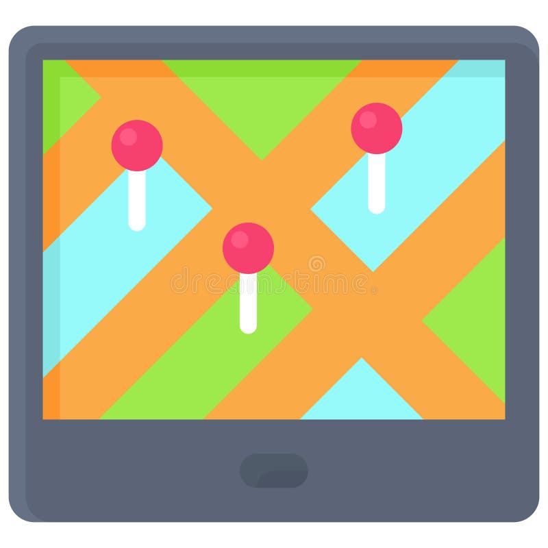 Map on Tablet Icon, Location Map and Navigation Vector Stock Vector ...
