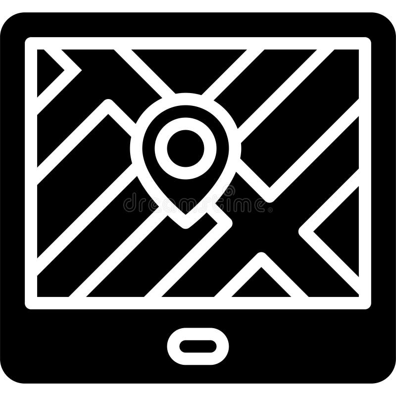 Map on Tablet Icon, Location Map and Navigation Vector Stock Vector ...