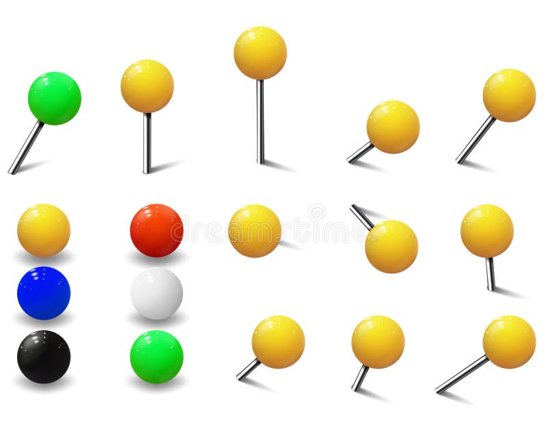 Map Tacks, Round Pins and Plastic Map Push Pins Stock Vector ...