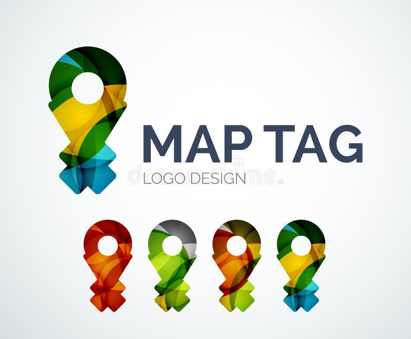 Map Tag Logo Design Made of Color Pieces Stock Vector - Illustration of ...