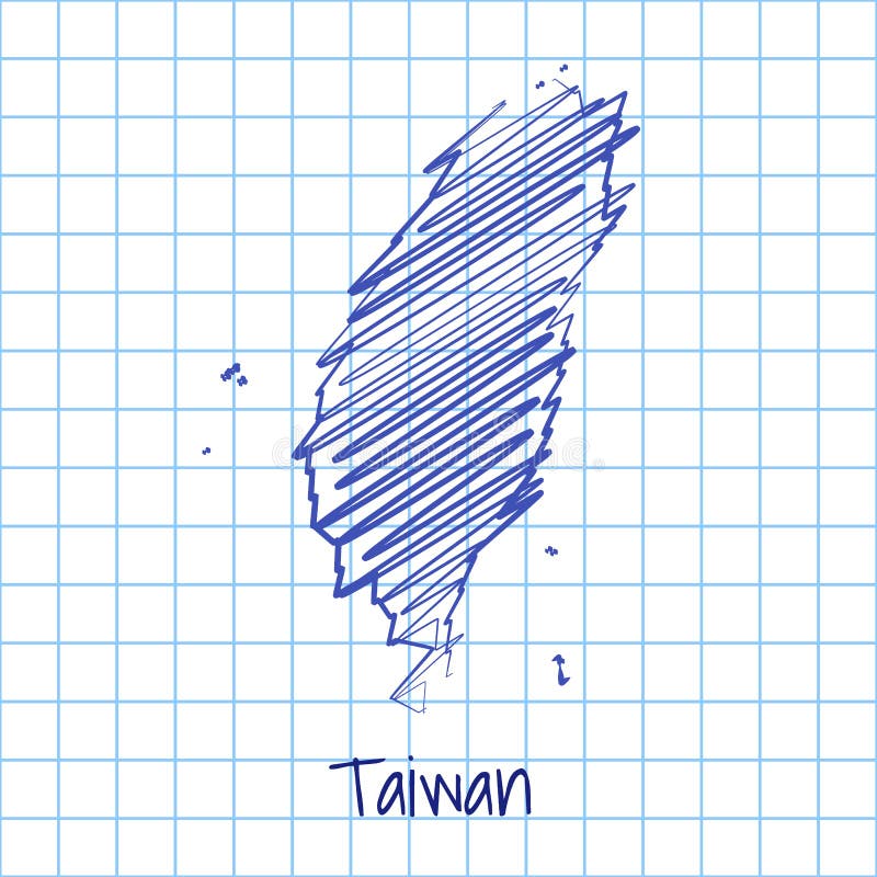 Map of Taiwan, Blue Sketch Abstract Background Stock Illustration ...