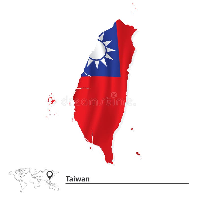 Map of Taiwan with flag stock vector. Illustration of vector - 125153729