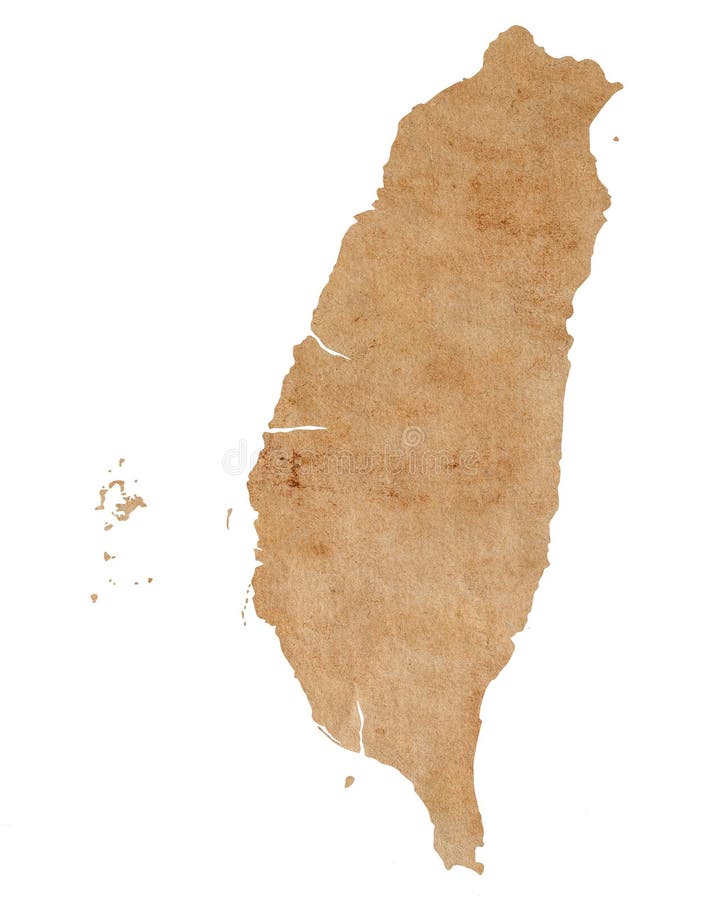 Map of Taiwan on Old Brown Grunge Paper Stock Illustration ...
