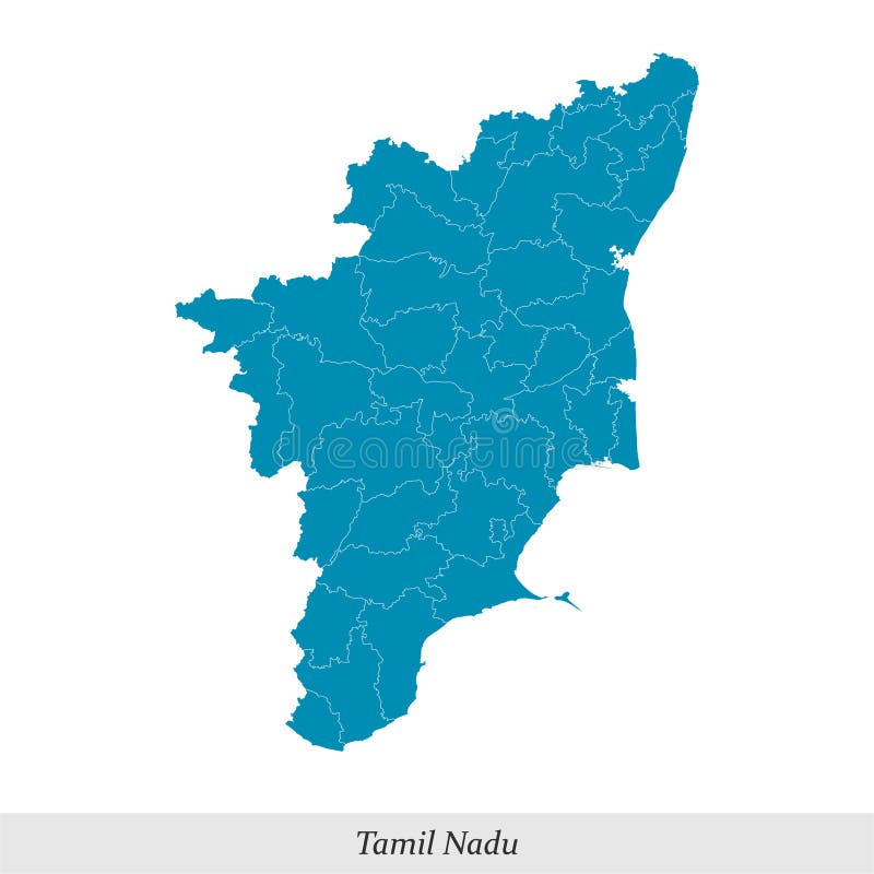 Map of Tamil Nadu is a State of India with Districts Stock Vector ...
