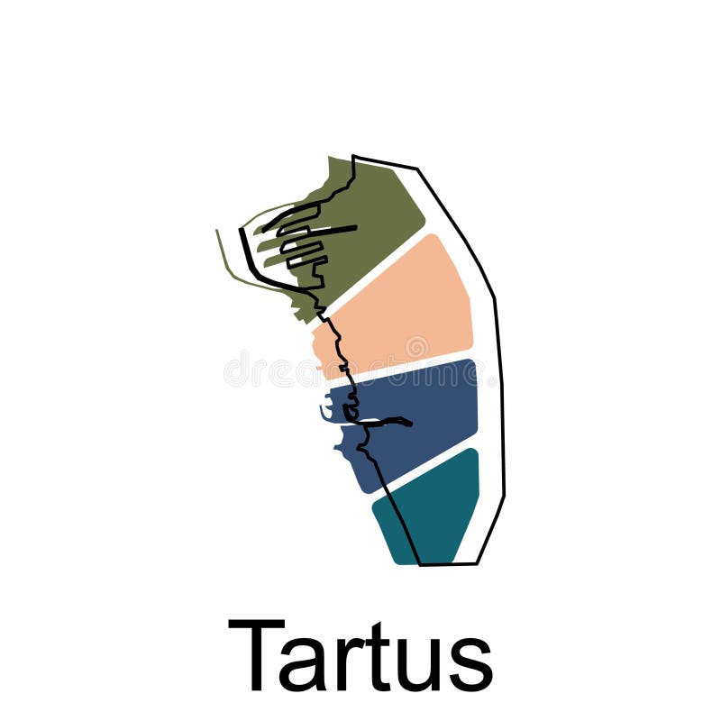 Map of Tartus Vector Illustration Design Template, on a White ...