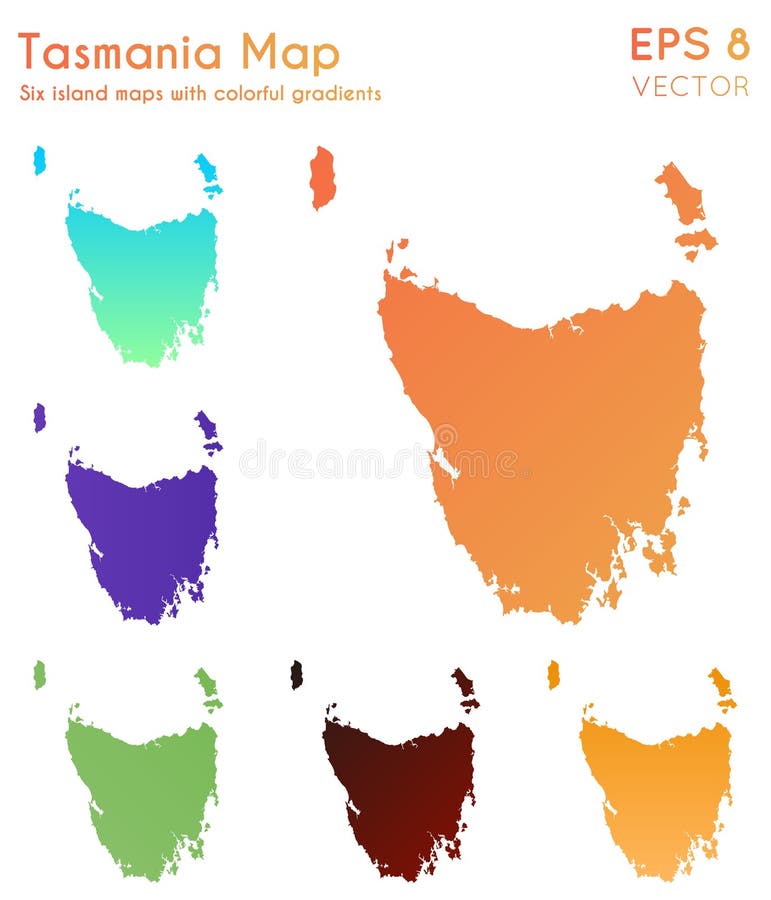 Map of Tasmania with Beautiful Gradients. Stock Vector - Illustration ...