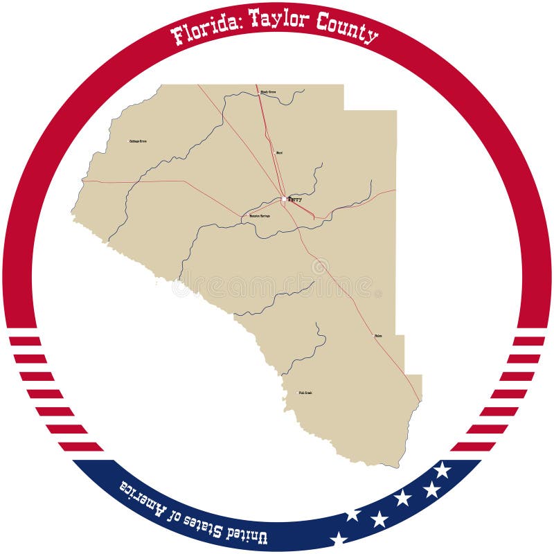 Map of Taylor County in Florida, USA Stock Illustration - Illustration ...