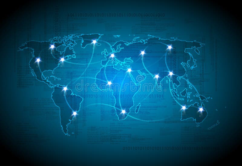 Map Technology Light Design Stock Vector - Illustration of globe, blue ...