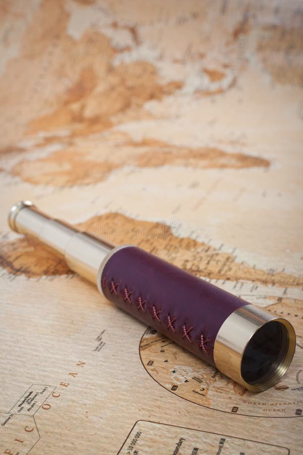 Map with Telescope stock image. Image of antique, earth - 28541327