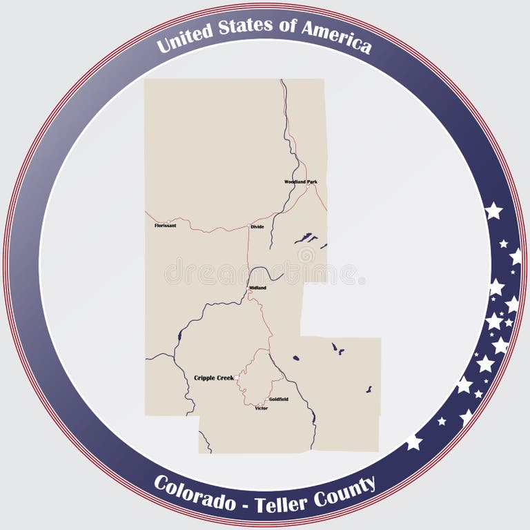 Map of Teller County in Colorado Stock Vector - Illustration of federal ...