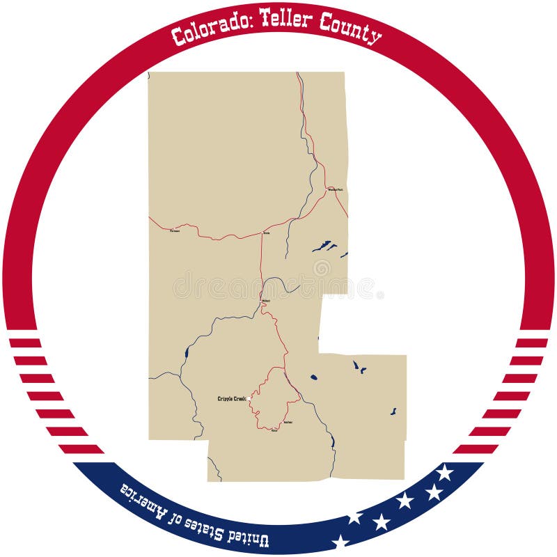 Map of Teller County in Colorado, USA Stock Vector - Illustration of ...