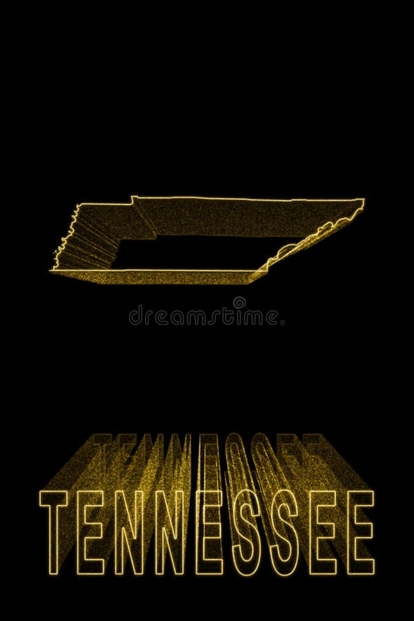 Map of Tennessee, Gold Map on Black Background Stock Illustration ...