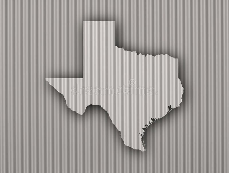 Map of Texas on Corrugated Iron Stock Illustration - Illustration of ...