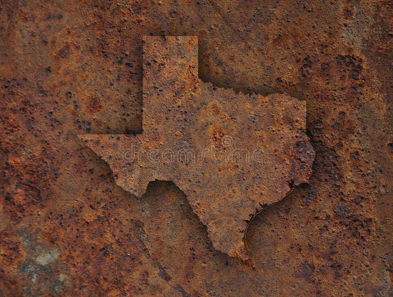 Map of Texas on Rusty Metal Stock Photo - Image of grunge, texture ...