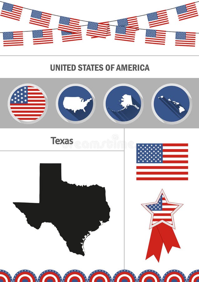 Map of Texas. Set of Flat Design Icons Infographics Elements with Stock ...