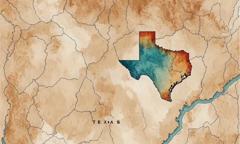 Map Texas with the State Highlighted in Red Stock Illustration ...