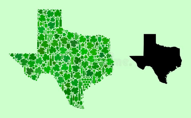 Map of Texas State - Mosaic of Wine and Grapes Stock Vector ...