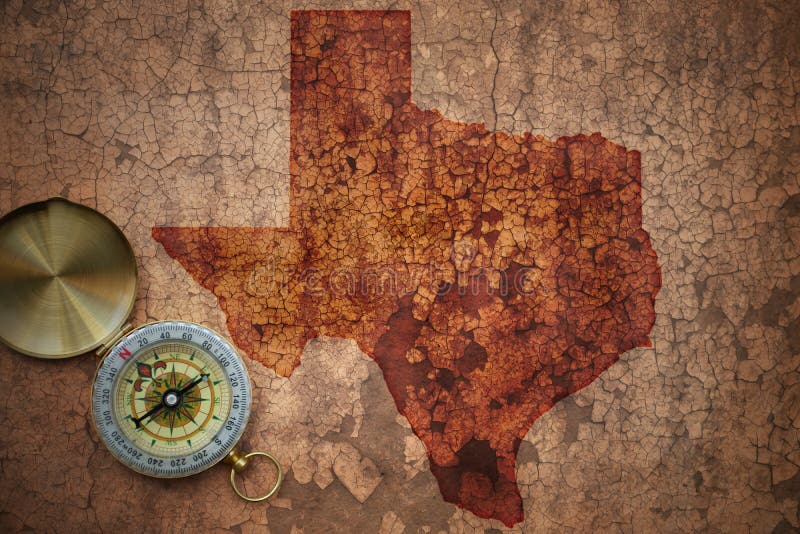 Map of Texas State on a Old Vintage Crack Paper Stock Image - Image of ...