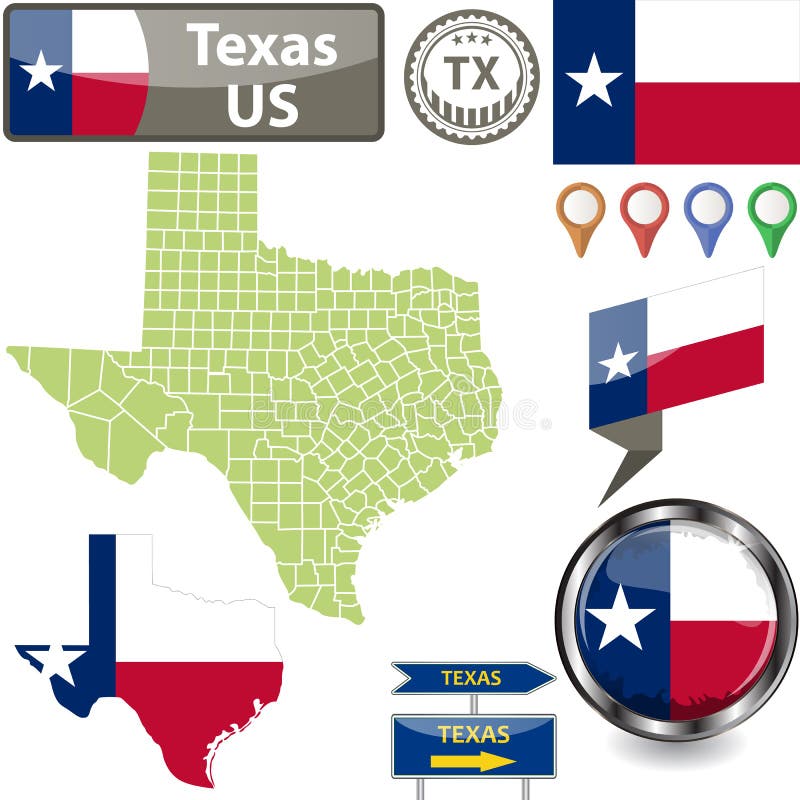 Map of Texas, US stock vector. Illustration of symbol - 211664740