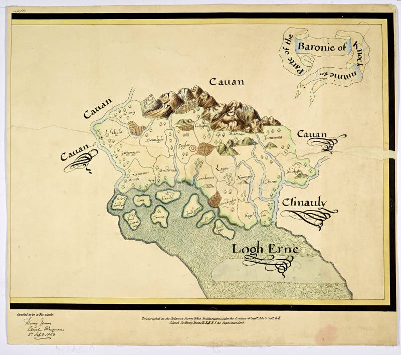 Parte of the Baronie of Knockninnie Stock Image - Image of line, text ...