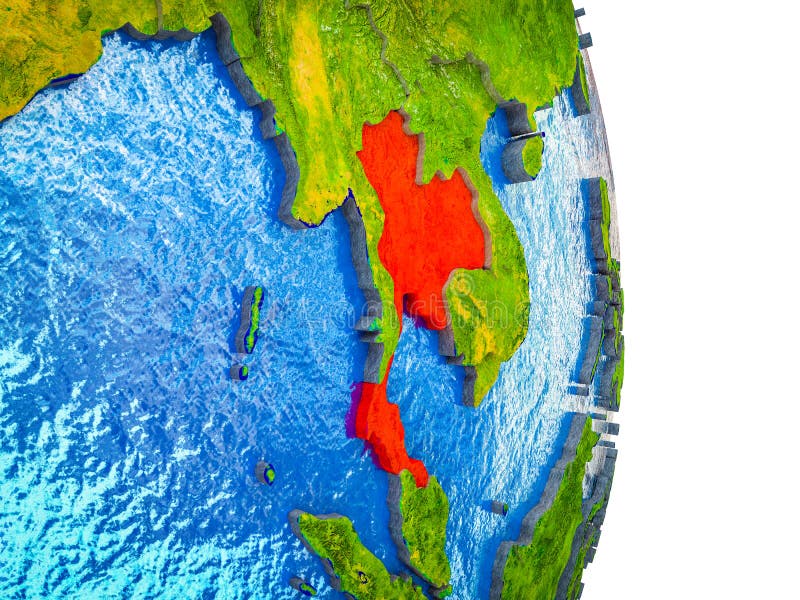 Map of Thailand on 3D Earth Stock Illustration - Illustration of ...