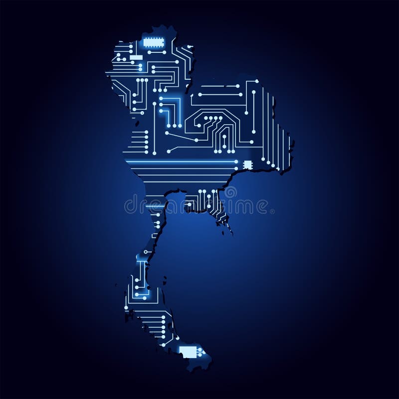 Map of Thailand with Electronic Circuit Stock Vector - Illustration of ...