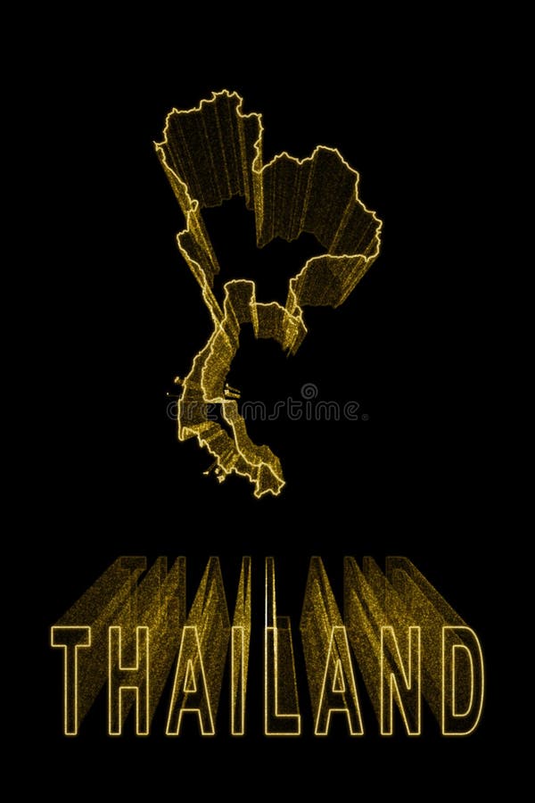 Map of Thailand, Gold Map on Black Background Stock Illustration ...