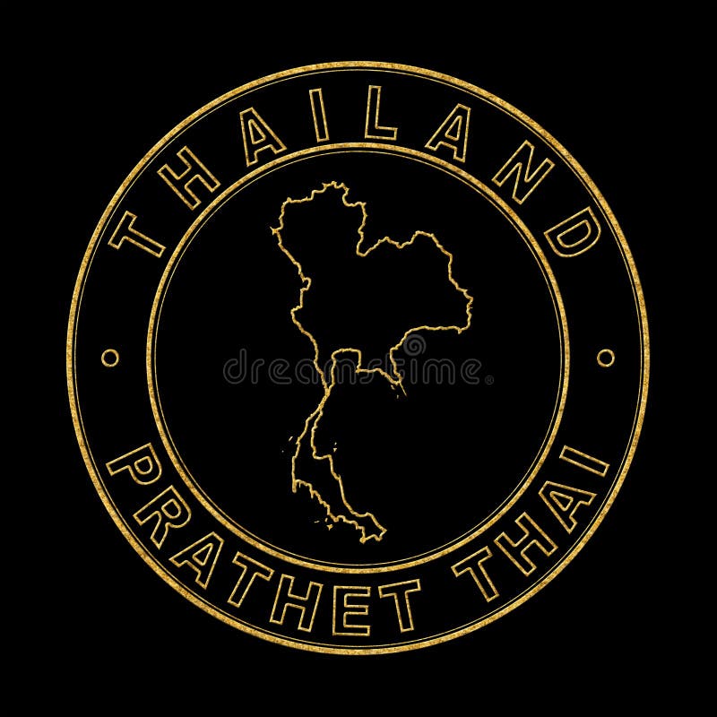 Map of Thailand, Golden Stamp Black Background Stock Illustration ...