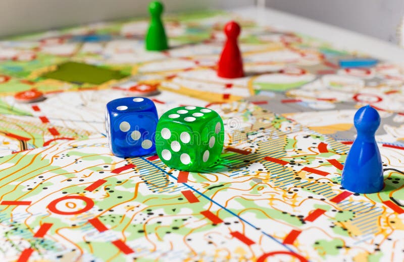 On the Map There are Dice Cubes and Marked Points Stock Image - Image ...