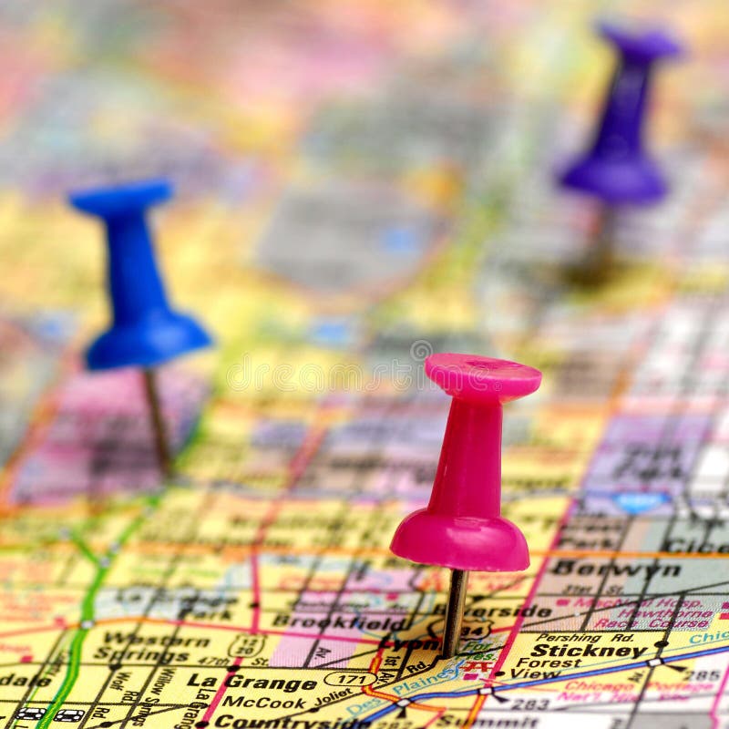 Map with Thumb Tacks stock photo. Image of tack, thumbtack - 7058812