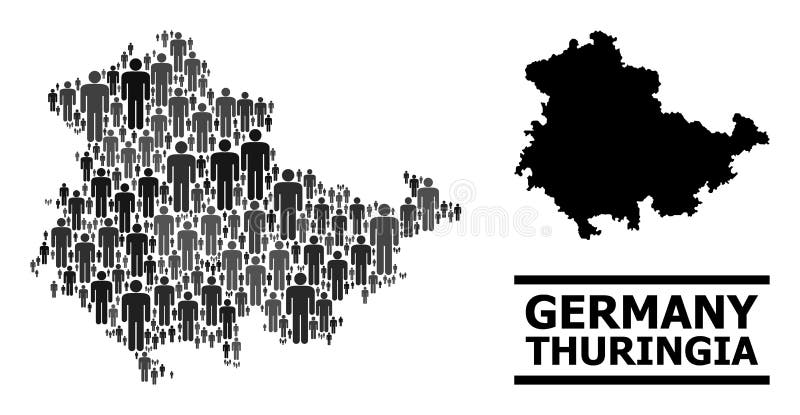 Vector Humans Collage Map of Thuringia State and Solid Map Stock Vector ...