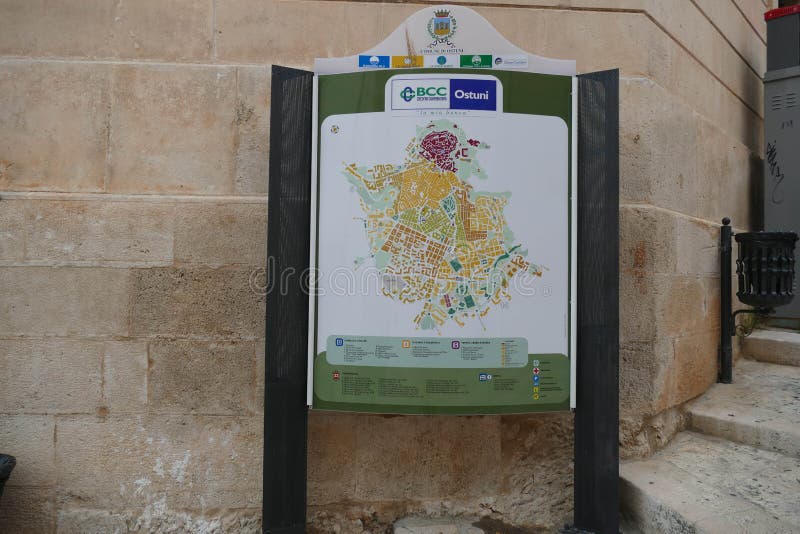Map of the town of Ostuni editorial stock image. Image of italy - 147038139