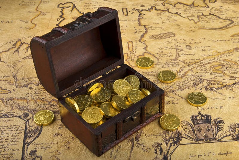 Map and treasure chest stock image. Image of rare, direction - 14105823
