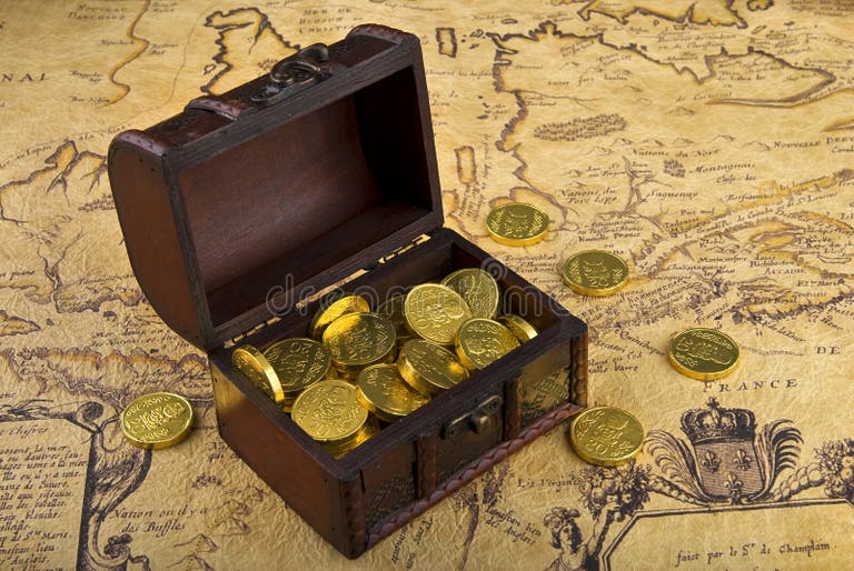 Map and treasure chest stock image. Image of rare, direction - 14105823
