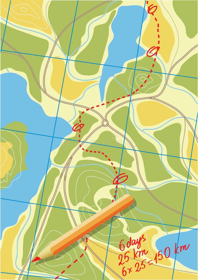 Map of Trip on the Forests. Stock Vector - Illustration of tourist ...