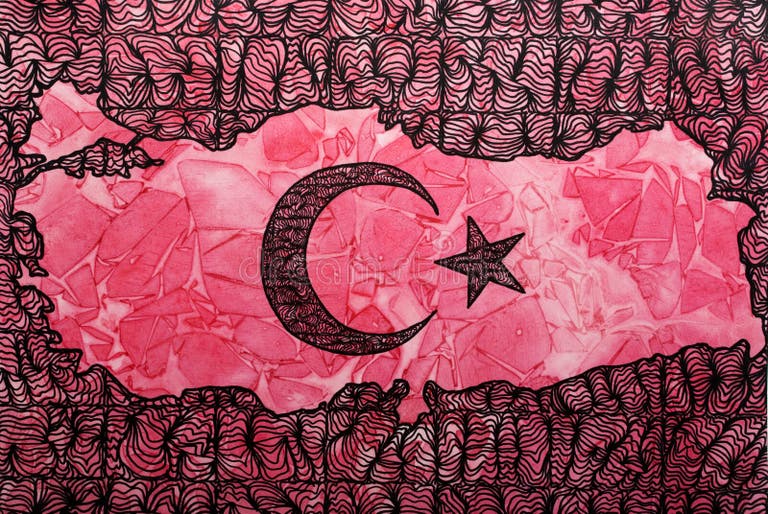 Map of Turkey stock image. Image of handmade, moon, crest - 9037717