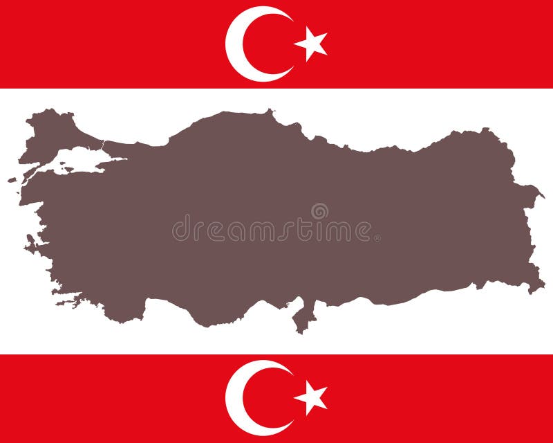Map of Turkey on Background with Flag Stock Vector - Illustration of ...