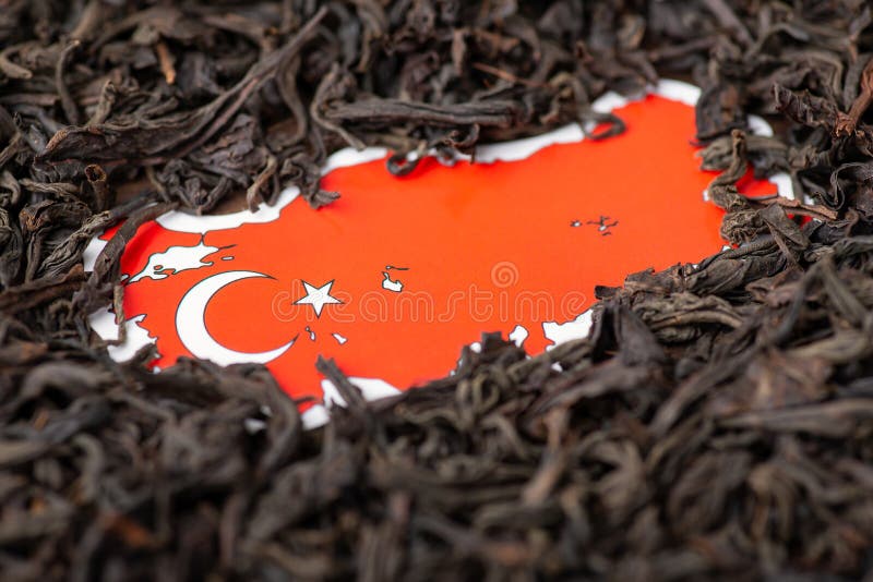 Map of Turkey between Black Tea Leaves Stock Image - Image of ...