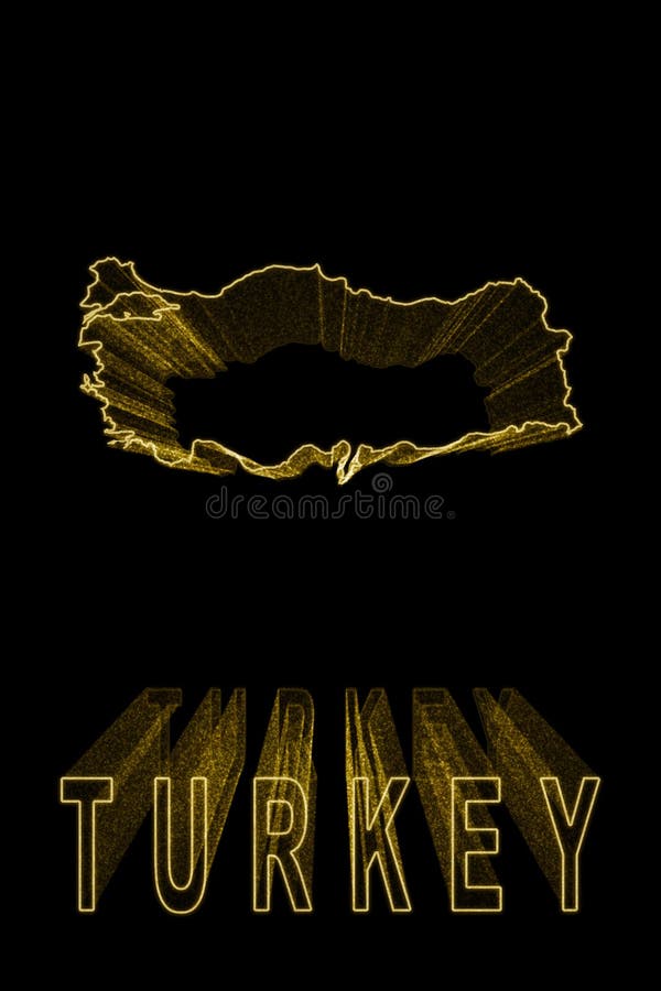 Map of Turkey, Gold Map on Black Background Stock Illustration ...