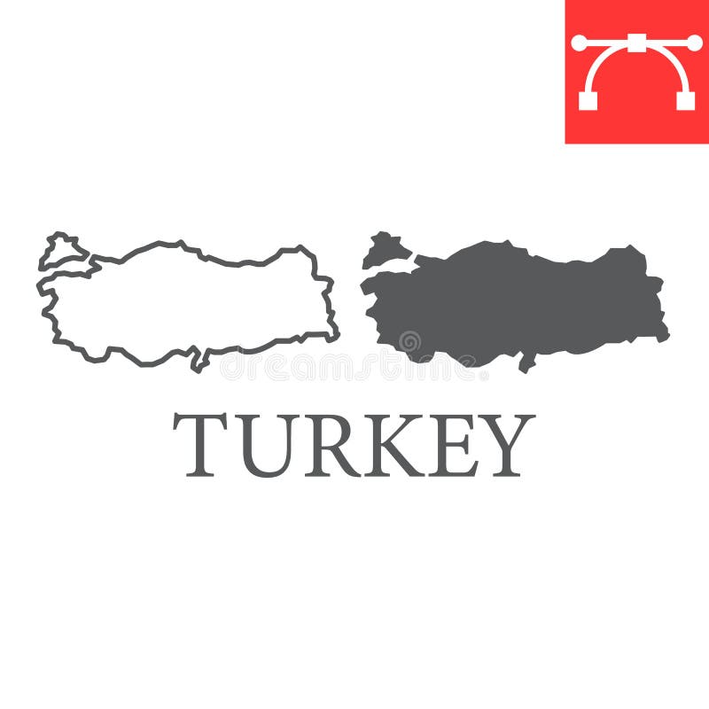 Map of Turkey Line and Glyph Icon, Country and Geography, Turkey Map ...