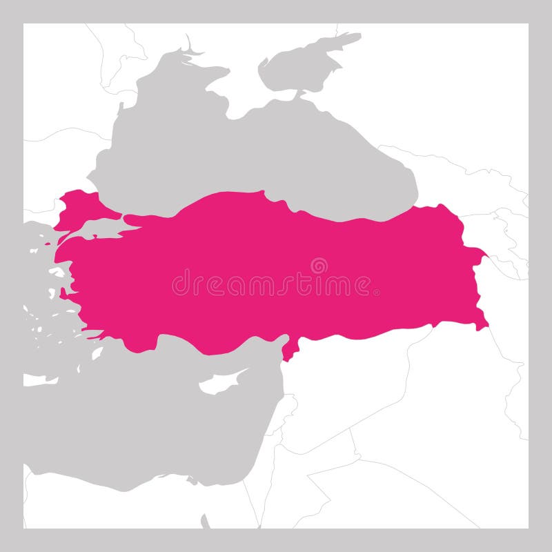 Map of Turkey Pink Highlighted with Neighbor Countries Stock Vector ...