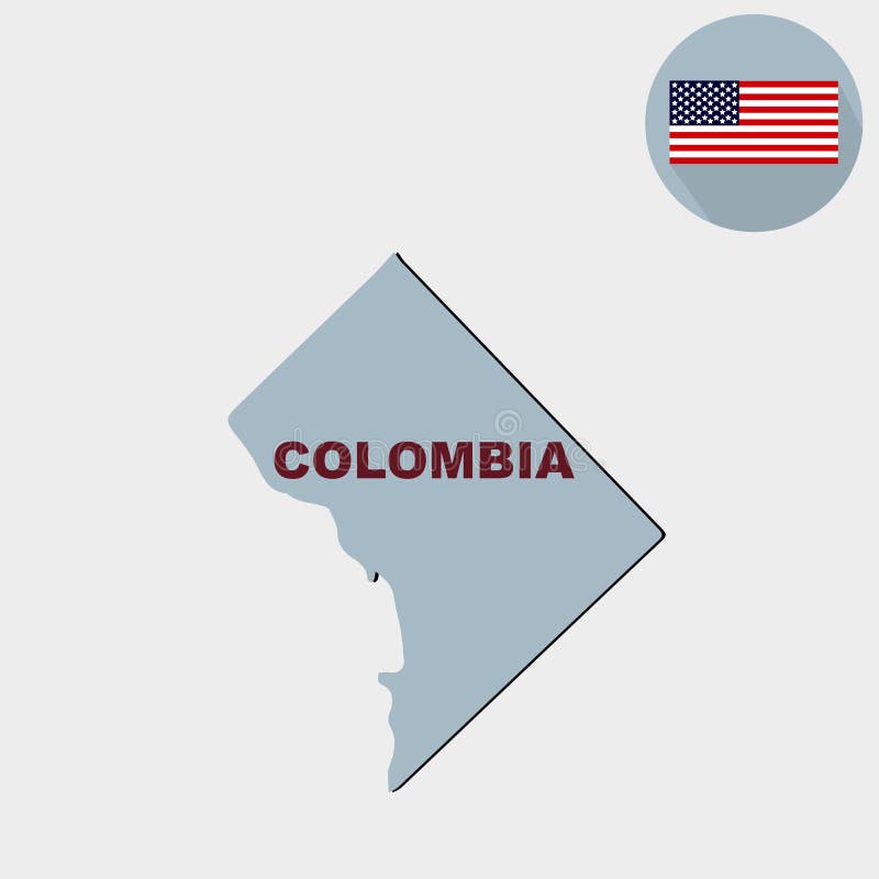 Columbia State Map, American Flag. Icons on a White Background Stock ...