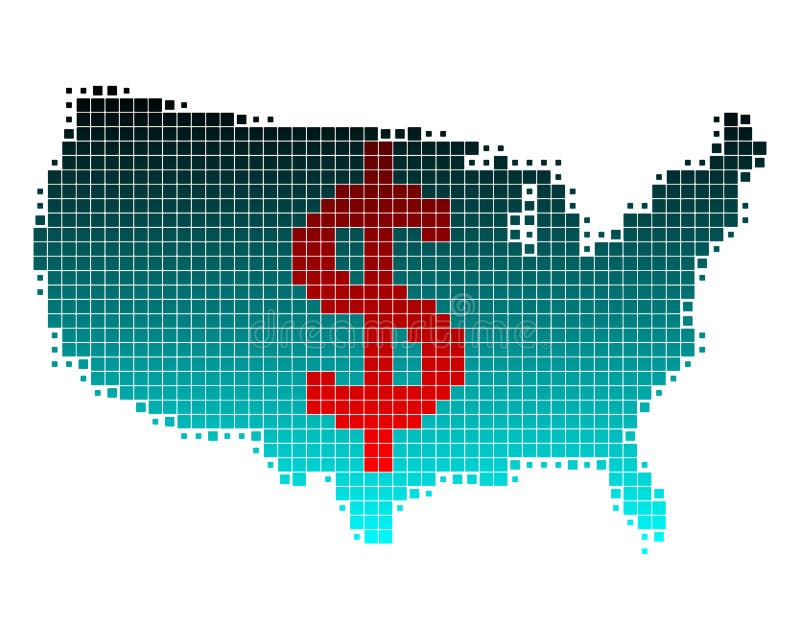 Map of U.S. and Dollar Sign Stock Vector - Illustration of wall ...