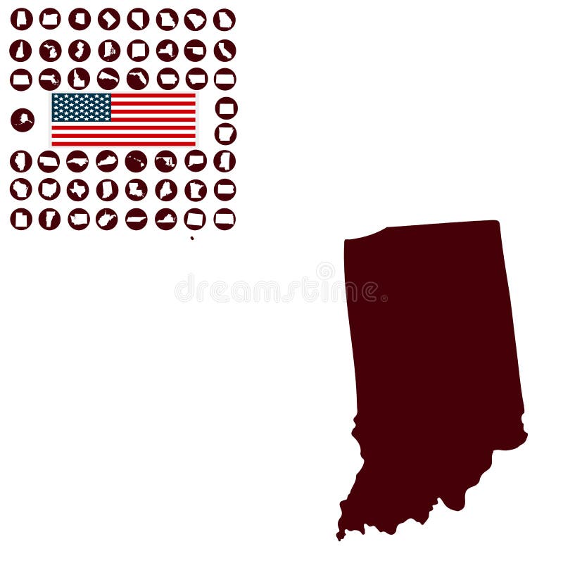 Map of the U.S. State of Indiana. Stock Illustration - Illustration of ...