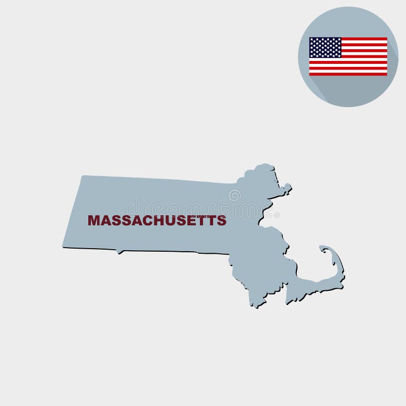 Massachusetts Grey Vector Polygonal 3d Mosaic Triangle Modern Map Stock ...